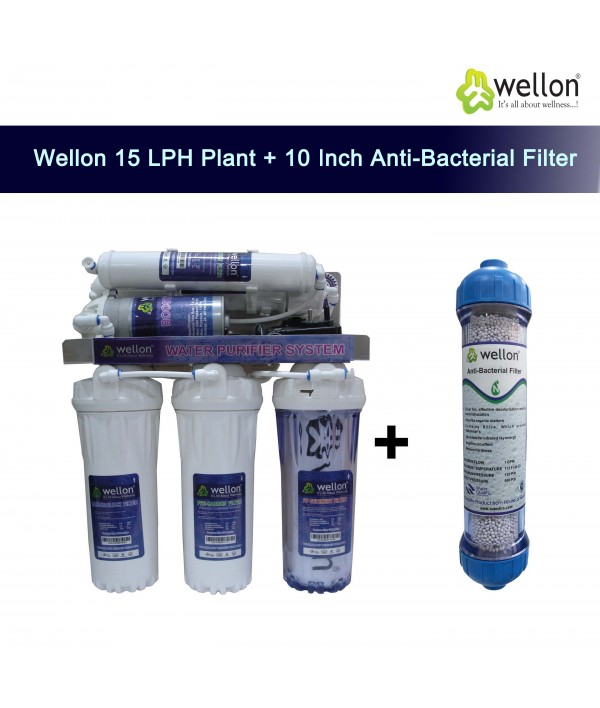Wellon 15 LPH Openflow Under Sink RO+UF+ 10'' Anti-Bacterial Water ...