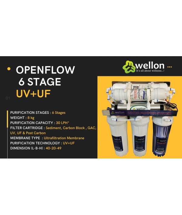 WELLON OPENFLOW 6 STAGE UV + UF WATER PURIFIER...