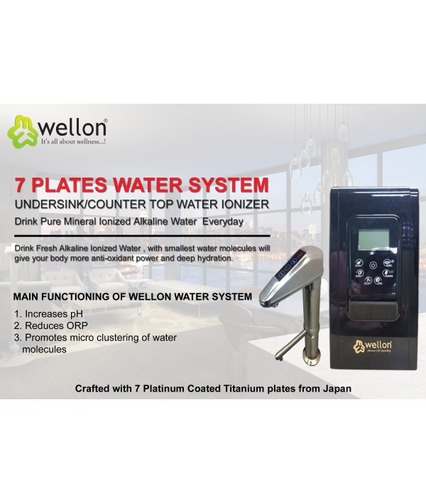 Wellon 7 Plate Undersink Alkaline water Ionizer (Black)